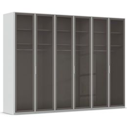 Kleiderschrank Rauch "Schrank Garderobe SKAT SHINE Breiten 151/201/251/301cm, H&ouml;he 223/235cm", seidengrau, B:301cm H:223cm T:61cm, Glas, Holzwerkstoff, Schr&auml;nke, Kleiderschrank, edle Schrankfront mit hochwertigen Glasrahment&uuml;ren MADE IN GERMANY