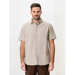 Langarmhemd TEESHOPPEN "TEESHOPPEN Shirt Linen Blend", Herren, Gr. L, Normalgr&ouml;&szlig;en, sand, Obermaterial: 70% Baumwolle, 30% Leinen, Hemden