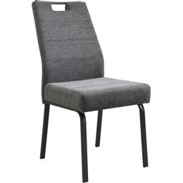 4-Fu&szlig;stuhl Hela "ELVAS", anthrazit, schwarz, anthrazit, B:48cm H:97cm T:68cm, Metall, Polyester, Stoff, St&uuml;hle, XL-Sitzbreite, mit Federkorb, 140kg belastbar
