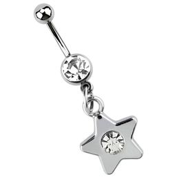 Adelia&acute;s Bauchnabelpiercing ADELIA&acute;S "Piercing - Bauchnabelpiercing Pewter Stern Zirkonia", silber, Piercings, Damen, Stern mit Zirkonia, 8 mm L&auml;nge, 1,6 mm St&auml;rke, Pewter