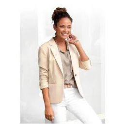 Kurzblazer Lascana, Damen, Gr. 38, braun (camelfarben), Web, Obermaterial: 75% Polyester, 20% Viskose, 5% Elasthan. Futter: 100% Polyester, unifarben, tailliert h&uuml;ftlang, Blazer Kurzblazer, in klassischer Form, taillierter Damenblazer, sportlich elegant, Topseller