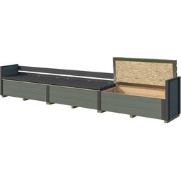 Sitztruhe Weka "optionale Erweiterung f&uuml;r Gartenhaus Killarney", graugr&uuml;n, anthrazit, B:50cm H:63cm T:285cm, Massivholz, Sitzb&auml;nke, verschiedene Farben und Gr&ouml;&szlig;en