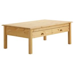 Couchtisch OTTO HOME "Lisa", beige (natur gebeizt, gewachst), B:110cm H:42cm T:70cm, Tische, Couchtisch, mit gro&szlig;er Schublade, Breite 110 cm, Landhausstil