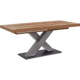 M&auml;usbacher Esstisch M&Auml;USBACHER "Komfort Tisch", braun (plankeneichefarben, graphit, plankeneiche), B:180cm H:76cm T:90cm, Tische, Esstisch, M&auml;usbacher Esstisch mit X Gestell und Bodenplatte. Breite 180-280