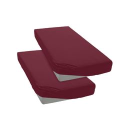 Spannbettlaken OTTO HOME "BLACKBERRY in BASIC und PREMIUM Qualit&auml;t, 100% Baumwolle", rot (bordeaux), B:90cm L:200cm, Jersey (110 g/m&sup2;), Obermaterial: 100% Baumwolle, Bettlaken, Spannbettlaken, f&uuml;r hohe Matratzen bis 28 cm, Bettlaken, Spannbetttuch, pflegeleicht, Topseller