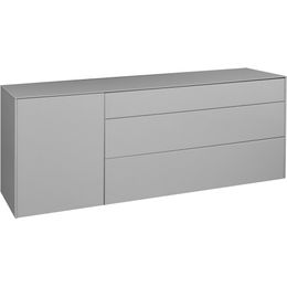 M&auml;usbacher Lowboard M&Auml;USBACHER "Imola", grau (kreidegrau matt lack, glas kreidegrau glanz), B:169cm H:42cm, Sideboards, Lowboard, M&auml;usbacher Lowboard, mit Glasfront und Glasoberplatte, 1 Schublade