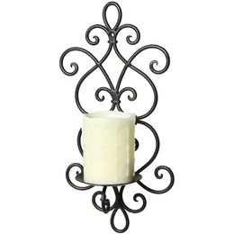 Wandkerzenhalter AMBIENTE HAUS "Wandleuchte - schwarz 36cm", grau (antikschwarz), B:18cm H:37cm T:11cm, Schmiedeeisen, Kerzenhalter