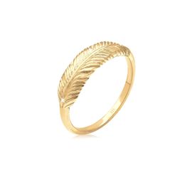 Fingerring Elli "Silberring Feder 925 Sterling Silber" Gr. 52, gold, Fingerringe, Damen, 52mm, ohne Stein, Silber 925 (Sterlingsilber), 2mm, Fingerring