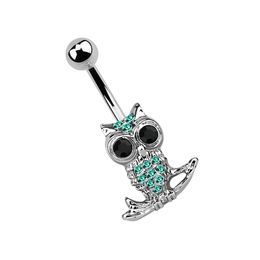 Adelia&acute;s Bauchnabelpiercing ADELIA&acute;S "Piercing - Bauchnabelpiercing Pewter Eule Stein", klar, Piercings, Damen, Eule mit Stein, 8 mm L&auml;nge, 1,6 mm St&auml;rke, Pewter