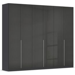 Dreht&uuml;renschrank OTTO HOME "Kleiderschrank Schrank Garderobe AGORDO Schlafzimmer", grau (graumetallic, effektgrau hochglanz), B:271cm H:229cm T:54cm, Holzwerkstoff, Schr&auml;nke, Dreht&uuml;renschrank, durchdachte Innenausstattung, in 8 Breiten und 2 H&ouml;hen MADE IN GERMANY, Topseller