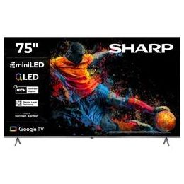 Sharp QLED Mini LED-Fernseher "4T-C75JPx", Energieeffizienz: E (A-G), silber, 75 &prime;&prime;, Fernseher