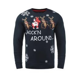 Strickfleece-Pullover Blend "Strickpullover BHRudolph", Herren, Gr. M, blau (schwarz navy, dance), Obermaterial: 100% Polyacryl PAN., Pullover