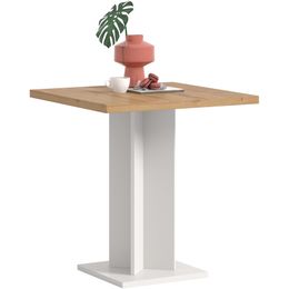 Esstisch Home Affaire "GERO, 70x76x70 cm, mit S&auml;ulengestell, quadartische Tischplatte", wei&szlig;, artisan eiche nachbildung, H:76cm, Tische, Esstisch, Tisch, Esstisch, Esszimmer, Esszimmertisch, K&uuml;chetisch, Bartisch