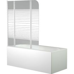Badewannenfaltwand MARWELL "White Stripes", wei&szlig; (wei&szlig;, matt), B:125cm H:140cm T:3cm, Duschw&auml;nde, mit Sichtschutz, Breite: 125 cm