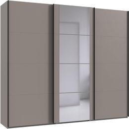 Schwebet&uuml;renschrank wimex "Bern Schiebet&uuml;renschrank", schwarz (saharagrau, griffe: schwarz), B:270cm H:236cm T:64cm, Holzwerkstoff, Schr&auml;nke, Schwebet&uuml;renschrank, Schrank mit zus&auml;tzlicher Innenausstattung, Garderobe