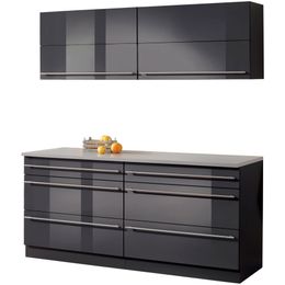 Wiho-K&uuml;chen K&uuml;che WIHO K&Uuml;CHEN "Chicago", grau (k&uuml;che: grau, korpus: anthrazit matt, arbeitsplatte: canvas grau), B:180cm, Komplettk&uuml;chen-Sets, ohne E-Ger&auml;te, Gesamtbreite 180 cm