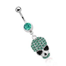 Adelia&acute;s Bauchnabelpiercing ADELIA&acute;S "Piercing - Bauchnabelpiercing Pewter Totenkopf Opal", schwarz, Piercings, Damen, Totenkopf mit Opal, 20 mm L&auml;nge, 1,6 mm St&auml;rke, Pewter