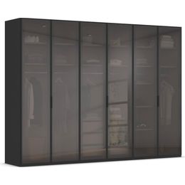 Kleiderschrank Rauch "Schrank Garderobe SKAT SHINE Breiten 151/201/251/301cm, H&ouml;he 223/235cm", schwarz, B:301cm H:223cm T:61cm, Glas, Holzwerkstoff, Schr&auml;nke, Kleiderschrank, edle Schrankfront mit hochwertigen Glasrahment&uuml;ren MADE IN GERMANY