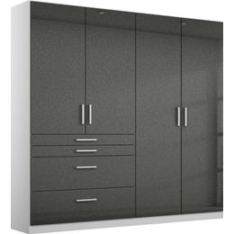 Dreht&uuml;renschrank Rauch "Kleiderschrank Schrank Garderobe Garderobenschrank HOMBURG", wei&szlig; (alpinwei&szlig;, hochglanz effektgrau), B:181cm H:197cm T:54cm, Holzwerkstoff, Schr&auml;nke, Dreht&uuml;renschrank, mit viel Stauraum, oberer Schubkasten mit Einteilung MADE IN GERMANY
