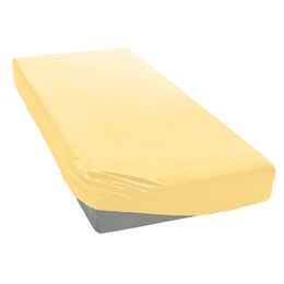 Spannbettlaken OTTO HOME "PHYSALIS in BASIC und PREMIUM Qualit&auml;t, 100% Baumwolle", gelb, B:160cm L:200cm, Jersey (110 g/m&sup2;), Obermaterial: 100% Baumwolle, Bettlaken, Spannbettlaken, f&uuml;r Matratzen bis 18 cm H&ouml;he, Bettlaken, Spannbetttuch, pflegeleicht