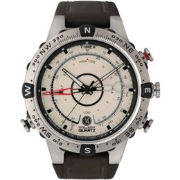 Quarzuhr Timex "TIDE/TEMP/COMPASS", braun (dunkelbraun), Armbanduhren, Herren, Quarzuhr, Armbanduhr, Herrenuhr, Datum, Leuchtzeiger, Mineralglas, analog