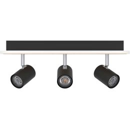 Eglo Deckenleuchte "Rimbocchi Deckenlampe, Metall und Holz-Optik, Spotbalken schwenkbar", schwarz, 1, H: 15cm, 1 Stk., Leuchten, Spot - L46 x B10 x H15 cm - schwarz, braun - 20W inkl., Deckenleuchte