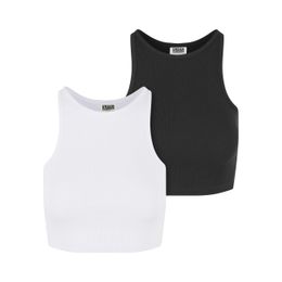 Muskelshirt Urban Classics "Urban Classics Ladies Organic Cropped Rib Top 2-Pack", Damen, Gr. 3XL, wei&szlig;, schwarz, 95% Baumwolle, 5% Elasthan, unifarben, slim fit, Shirts