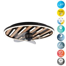 OTTO HOME LED Deckenleuchte "Deckenventilator Vollo", schwarz, 1, &Oslash; 50cm H: 12,5cm, 1 Stk., Leuchten, inkl. Ventilator, dimmbar, CCT, Memory, Nachtlicht, Timer, IR-Fernbed., LED Deckenleuchte