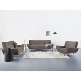 Polstergarnitur Home Affaire "Saltare elegant & komfortabel,, 3-2-1, bequem, Designfu&szlig;", grau (anthrazit), H:78cm T:82cm, 100% Polyester, Sitzm&ouml;bel-Sets