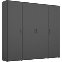 Kleiderschrank Rauch "VOYAGER Garderobe W&auml;scheschrank Schlafzimmer", grau (graumetallic, griffe graumetallic), B:187cm H:194cm T:53cm, Holzwerkstoff, Schr&auml;nke, Kleiderschrank, mit 2 modernen Griffvarianten, viel Stauraum MADE IN GERMANY