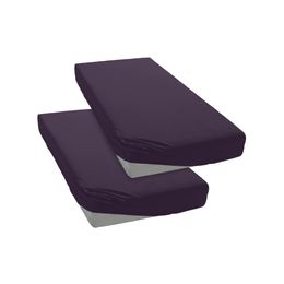Spannbettlaken OTTO HOME "BLACKBERRY in BASIC und PREMIUM Qualit&auml;t, 100% Baumwolle", lila (dunkellila), B:90cm L:200cm, Jersey (110 g/m&sup2;), Obermaterial: 100% Baumwolle, Bettlaken, Spannbettlaken, f&uuml;r hohe Matratzen bis 28 cm, Bettlaken, Spannbetttuch, pflegeleicht, Topseller