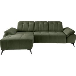 Ecksofa Home Affaire "Lazio modern und bequem, schmale Armlehnen, tolle Detailverarbeitung", gr&uuml;n, B:280cm, 100% Polyester, Sofas, Ecksofa