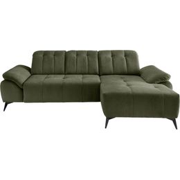 Ecksofa Home Affaire "Lazio modern und bequem, schmale Armlehnen, tolle Detailverarbeitung", gr&uuml;n, B:280cm, 100% Polyester, Sofas, Ecksofa
