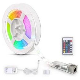 B.K.LICHT LED Stripe, wei&szlig;, Lichterketten, LED Band 3m, silikonbeschichtet, RGB, Fernbedienung, selbstklebend