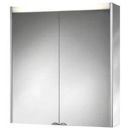 Spiegelschrank Jokey "Dekor Alu LED", silber (spiegel), B:65,4cm H:72cm T:15,3cm, Schr&auml;nke, Spiegelschrank, Aluminium, 65,4cm breit