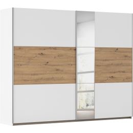 Schwebet&uuml;renschrank Rauch "Kleiderschrank Schrank Garderobe ASTANA", wei&szlig; (alpinwei&szlig;, eiche artisan), B:261cm H:210cm T:59cm, Holzwerkstoff, Schr&auml;nke, Schwebet&uuml;renschrank, mit 3 Spiegelelementen, Metallgriffleisten alufarbig MADE IN GERMANY