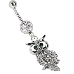 Adelia&acute;s Bauchnabelpiercing ADELIA&acute;S "Piercing - Bauchnabelpiercing Pewter Eule Stein", silber, Piercings, Damen, Eule mit Stein, 8 mm L&auml;nge, 1,6 mm St&auml;rke, Pewter