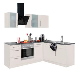 Wiho-K&uuml;chen Winkelk&uuml;che WIHO K&Uuml;CHEN "Cali", beige (k&uuml;che: natur, korpus: cashmerefarben, arbeitsplatte: granit grau), B:220cm T:170cm, Komplettk&uuml;chen-Sets, mit E-Ger&auml;ten, Stellbreite 220 x 170 cm