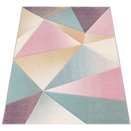 Teppich Paco Home "Kosy 310", bunt (pastell), B:240cm H:15mm L:320cm, Kunstfaser, Teppiche, Teppich, Kurzflor, modernes geometrisches Muster, in sch&ouml;nen Pastell-Farben