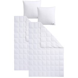 H&auml;ussling Daunenbettdecke + Kopfkissen HAEUSSLING "Swiss Royal", wei&szlig;, B/L: 135cm x 200cm Anzahl Teile 2, B/L: 80cm x 80cm Anzahl Teile 2, Bezug: Baumwolle F&uuml;llung: Entendaune/-feder, leicht, F&uuml;llung Innenkammer: 100% Federn. Kopfkissen F&uuml;llung: 90% Daunen, 10% Federn, Bettwaren-Sets, Bettdecken-Set mit Kopfkissen, 135x200 oder 155x220 cm, Sommer, Winter