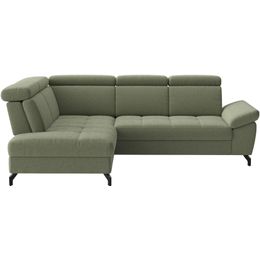 Sit & More Ecksofa SIT & MORE "Vanity", olive, B:254cm H:84cm T:197cm, 95% Polyester 5% Polyamid, Sofas, Ecksofa, Inkl.Sitz-,Kopf-und Armteilverstellung