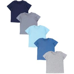 T-Shirt TUPTAM "Shirt Baby Kurzarm T-Shirt 5er Set", M&auml;dchen, Gr. 80, blau (blau grau mix junge), Obermaterial: 100% Baumwolle CO., Shirts T-Shirt
