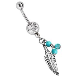 Adelia&acute;s Bauchnabelpiercing ADELIA&acute;S "Piercing - Bauchnabelpiercing Pewter Feder Zirkonia", klar, Piercings, Damen, Feder mit Zirkonia, 10 mm L&auml;nge, 1,6 mm St&auml;rke, Pewter