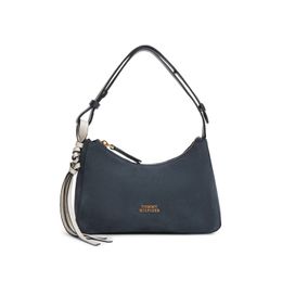Schultertasche Tommy Hilfiger "TH STATEMENT MINI SHOULD BAG SUE", Damen, Gr. B/H/T: 0cm x 0cm x 0cm, dunkelblau, Leder, Taschen Schultertasche, Damen Handtasche, Tragetasche mit Logoschriftzug