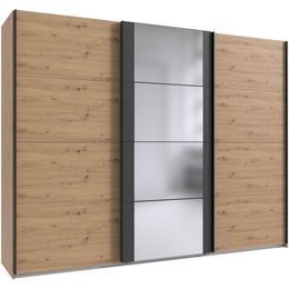 Schwebet&uuml;renschrank wimex "Bern Schiebet&uuml;renschrank", schwarz (artisan eiche nachbildung, graphit, griffe: schwarz), B:270cm H:210cm T:64cm, Holzwerkstoff, Schr&auml;nke, Schwebet&uuml;renschrank, Schrank mit zus&auml;tzlicher Innenausstattung, Garderobe