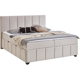 Boxbett Home Affaire "Bellah inkl. Bettkasten, erh&auml;ltlich in der Breite 180x200cm", beige, B:186cm L:209cm, Stoffbezug Nordic (100% Polyester), Komplettbetten, inkl. PU-Schaum-Topper, Topseller