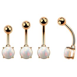 Adelia&acute;s Bauchnabelpiercing ADELIA&acute;S "Piercing - Bauchnabelpiercing Opal Rose Opal", gold, Piercings, Damen, Rose mit Opal, 8 mm L&auml;nge, 1,6 mm St&auml;rke, Opal