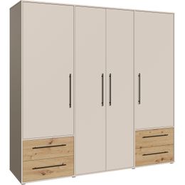 Kleiderschrank FORTE "Mokkaris, zeitloses Design, 3&ndash;4 T&uuml;ren, Made in Europe", beige (sand, artisan eiche), B:205,9cm H:200,1cm T:58,8cm, Schr&auml;nke, Kleiderschrank, Topseller