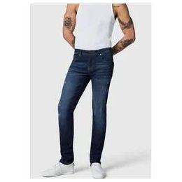 Slim-fit-Jeans PEAK TIME "M&uuml;nchen", Herren, Gr. 36, L&auml;nge 32, blau (dunkelblau), Denim/Jeans, 87% Baumwolle, 11% Polyester, 2% Elasthan, Abriebeffekte, Destroyed-Effekte, Basic, slim fit lang, Jeans Slim-fit-Jeans, Herren Jeans mit Destroyed-Optik