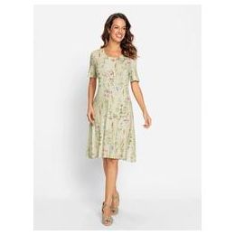 Jerseykleid Inspirationen "Jersey-Kleid", Damen, Gr. 25, Kurzgr&ouml;&szlig;en, gr&uuml;n (pistazie, bedruckt), Jersey, 96% Viskose, 4% Elasthan, gebl&uuml;mt, gemustert, mehrfarbig, knielang, Rundhals, Kleider Etuikleid Partykleid